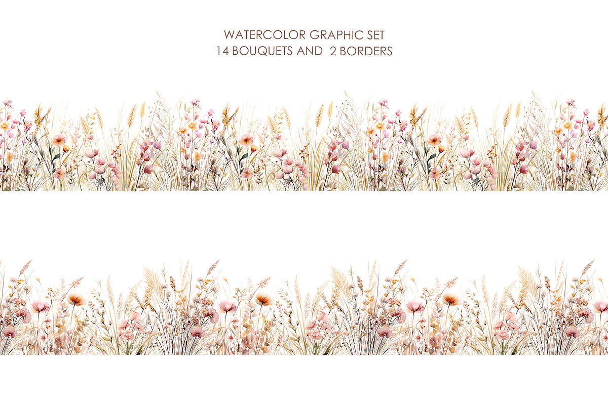 Watercolor Boho Wild Flowers clipart