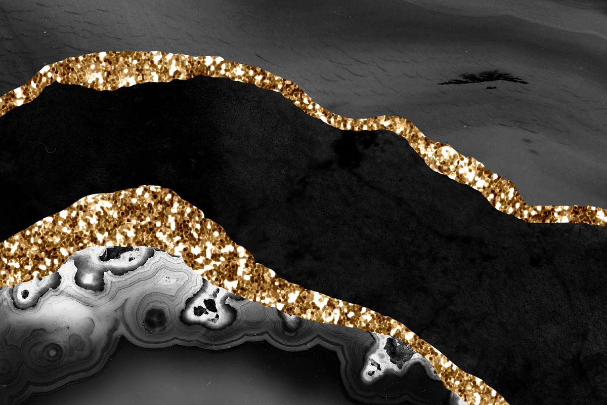 Black and Gold Agate Borders, a Texture Graphic by Digital Curio