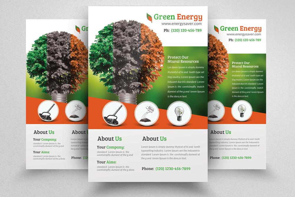 Green Energy Flyer, a Flyer Template by Psd Templates