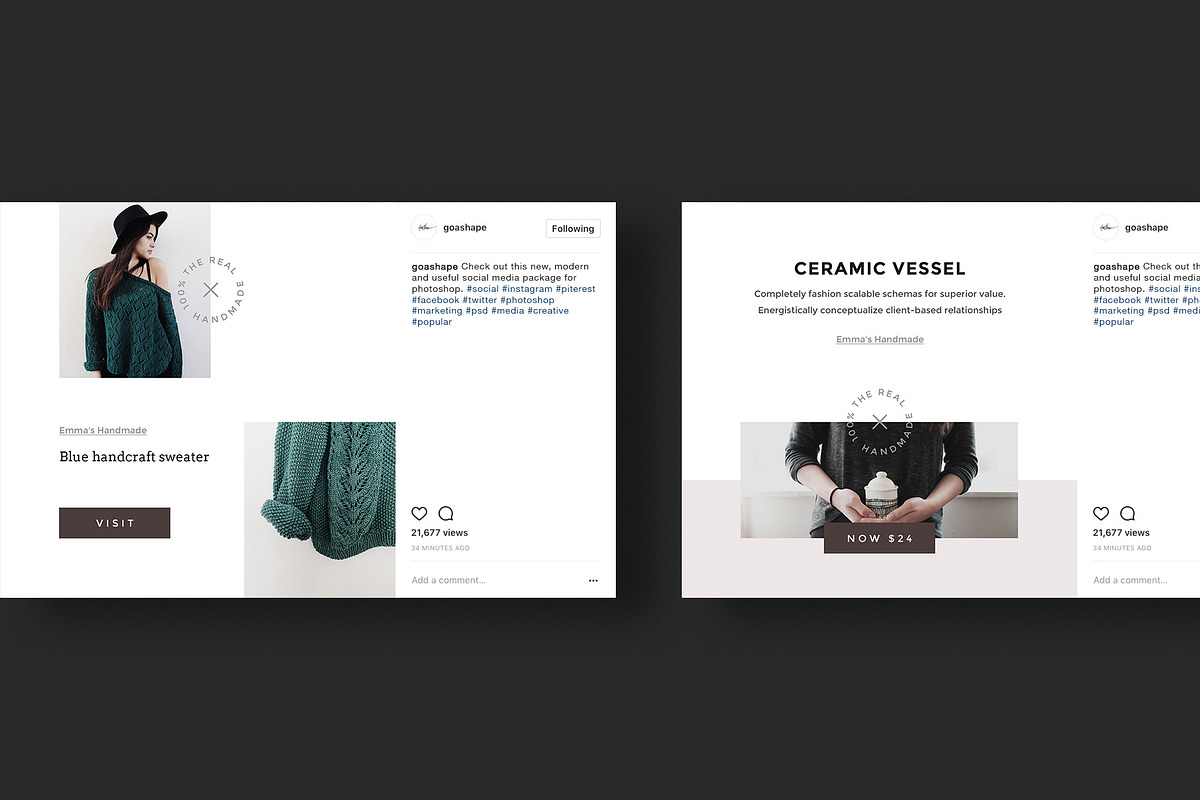 Handmade Social Media Pack, a Social Media Template by Goashape Studio