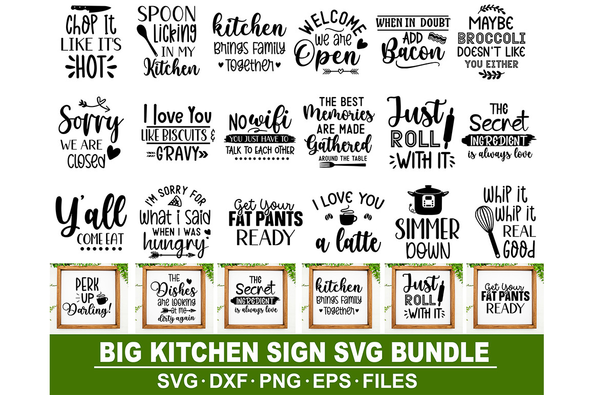 Big Kitchen Sign SVG Bundle, a Decorative Illustration by Crafticy