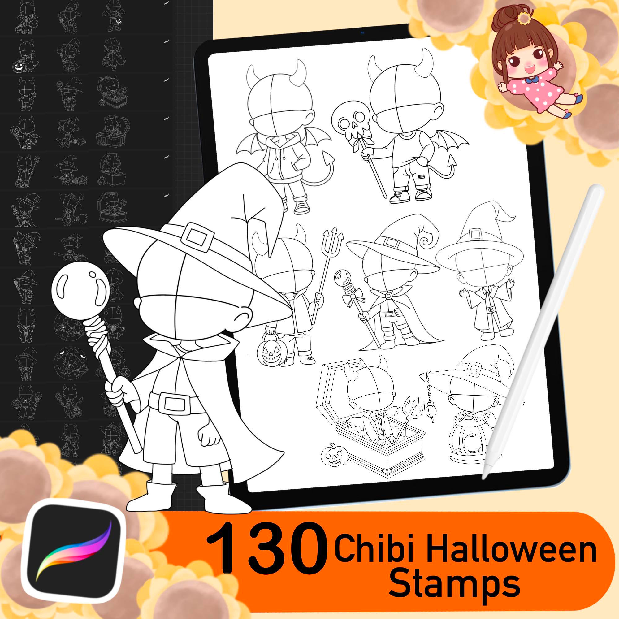 Halloween Chibi Pose Stamps