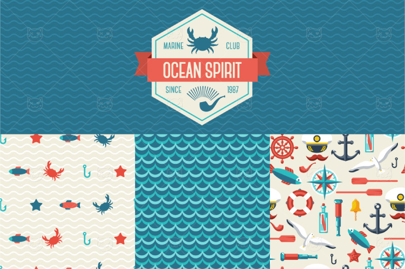 Ocean Patterns Set, a Pattern Graphic by kotoffei | Creative Market