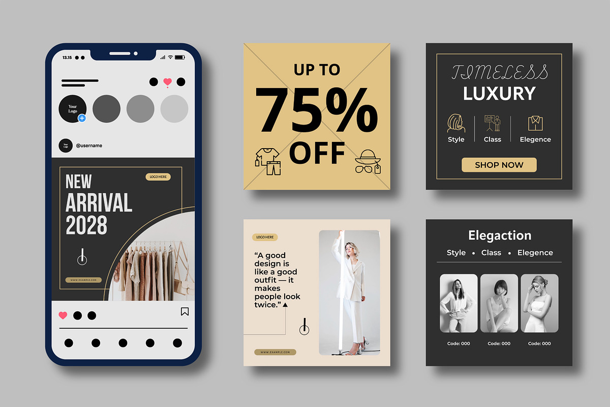 Luxury Fashion Social Media Post Set