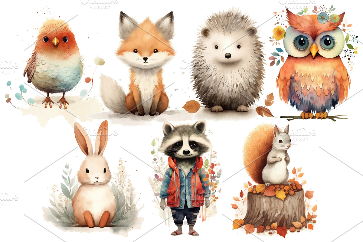 Watercolor set of Cute Baby bear, an Illustration by ZinetroN