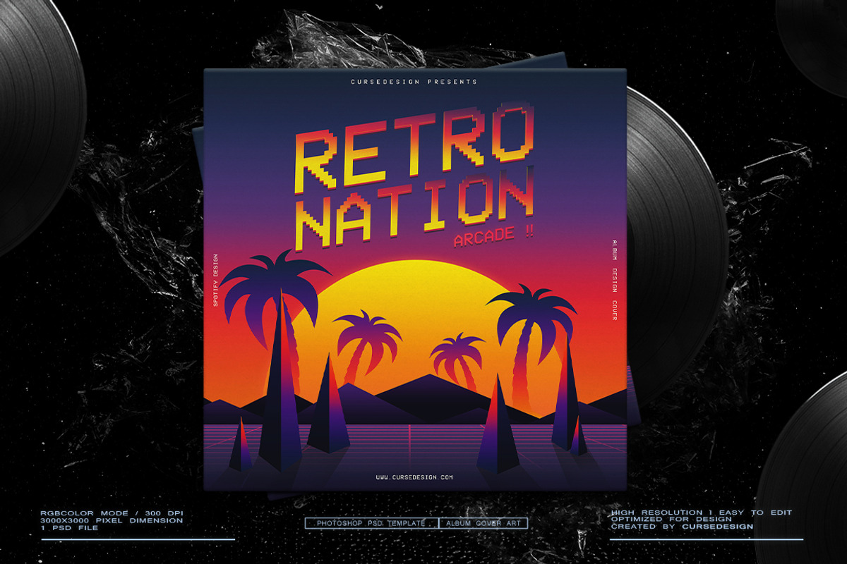 Retro Arcade Cover Art Template, a Templates & Theme by Cursedgraphics