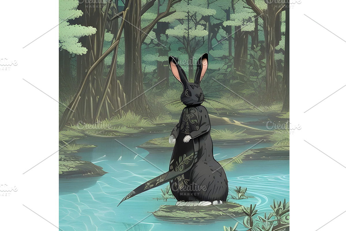 The black water rabbit is the symbol, an Animal Illustration by ...