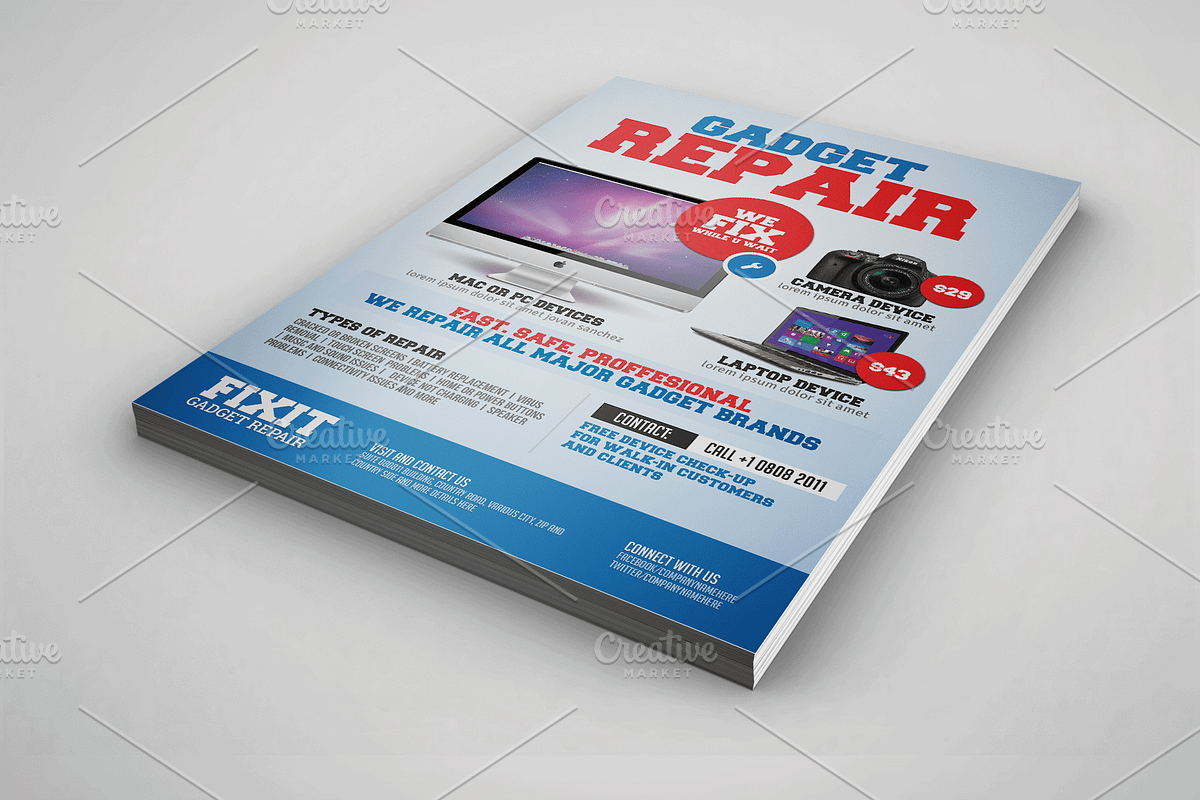 Electronic Gadget Repair Flyer, a Flyer Template by PSDPixel