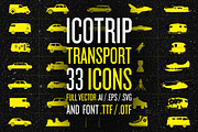 ICOTRIP - Transport bundle icon+font, an Illustration by David is Creative