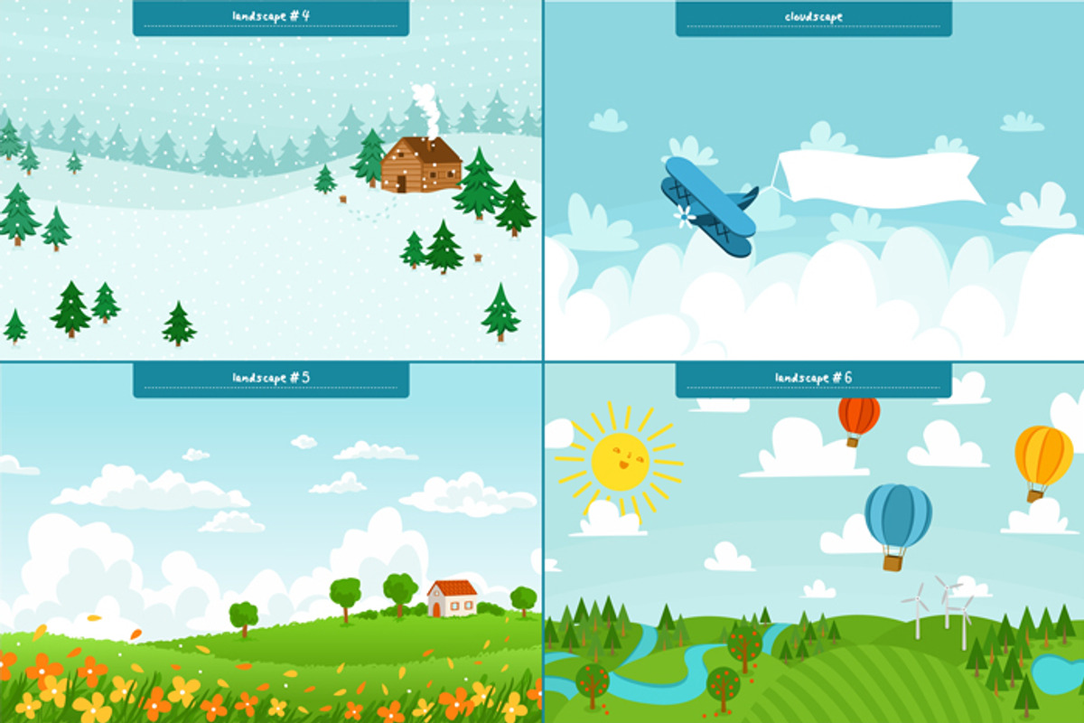 Landscapes Set, an Illustration by Stolenpencil