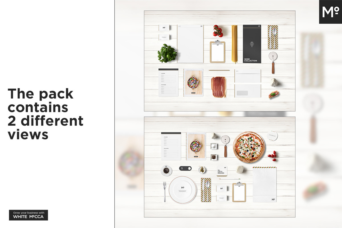 Italian Restaurant Identity Mock-up, a Books & Magazine Mockup by Mocca ...