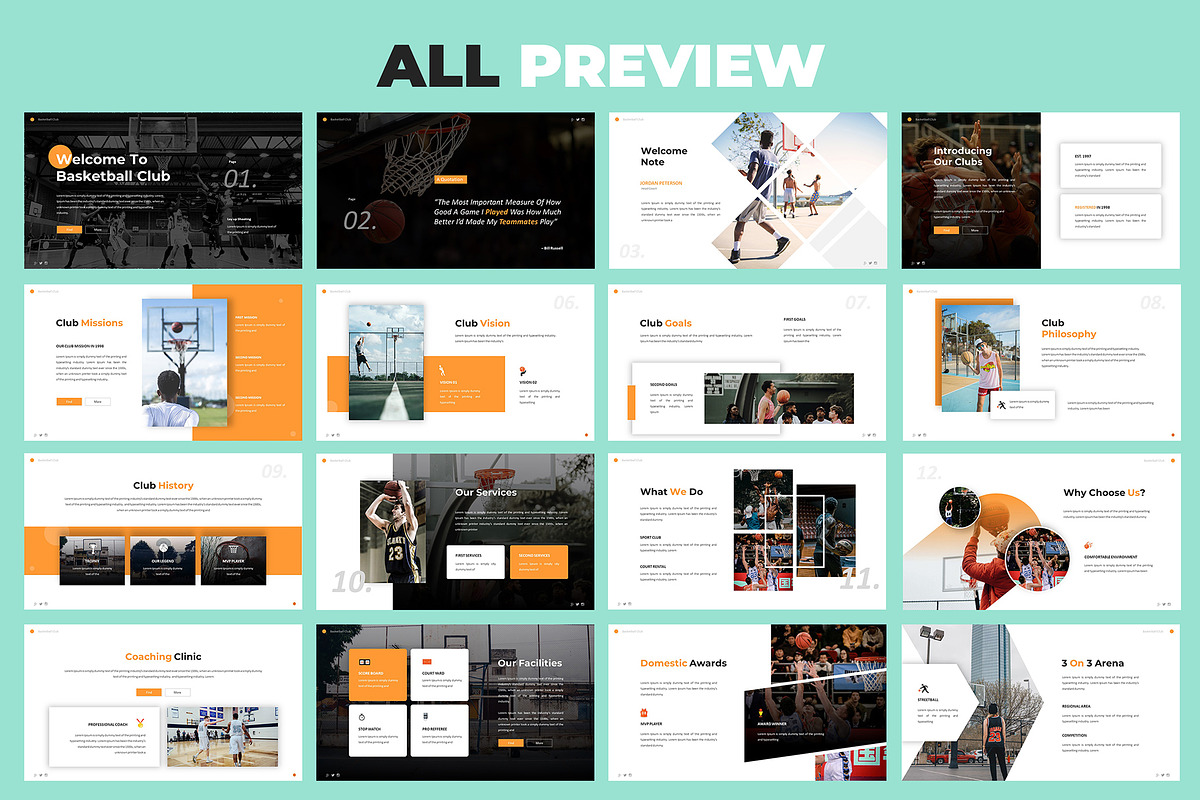 Basketball Club Powerpoint Template, a Presentation Template by Giant ...