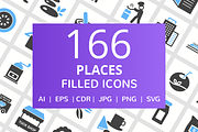 166 Places Filled Icons | Outline Icons ~ Creative Market