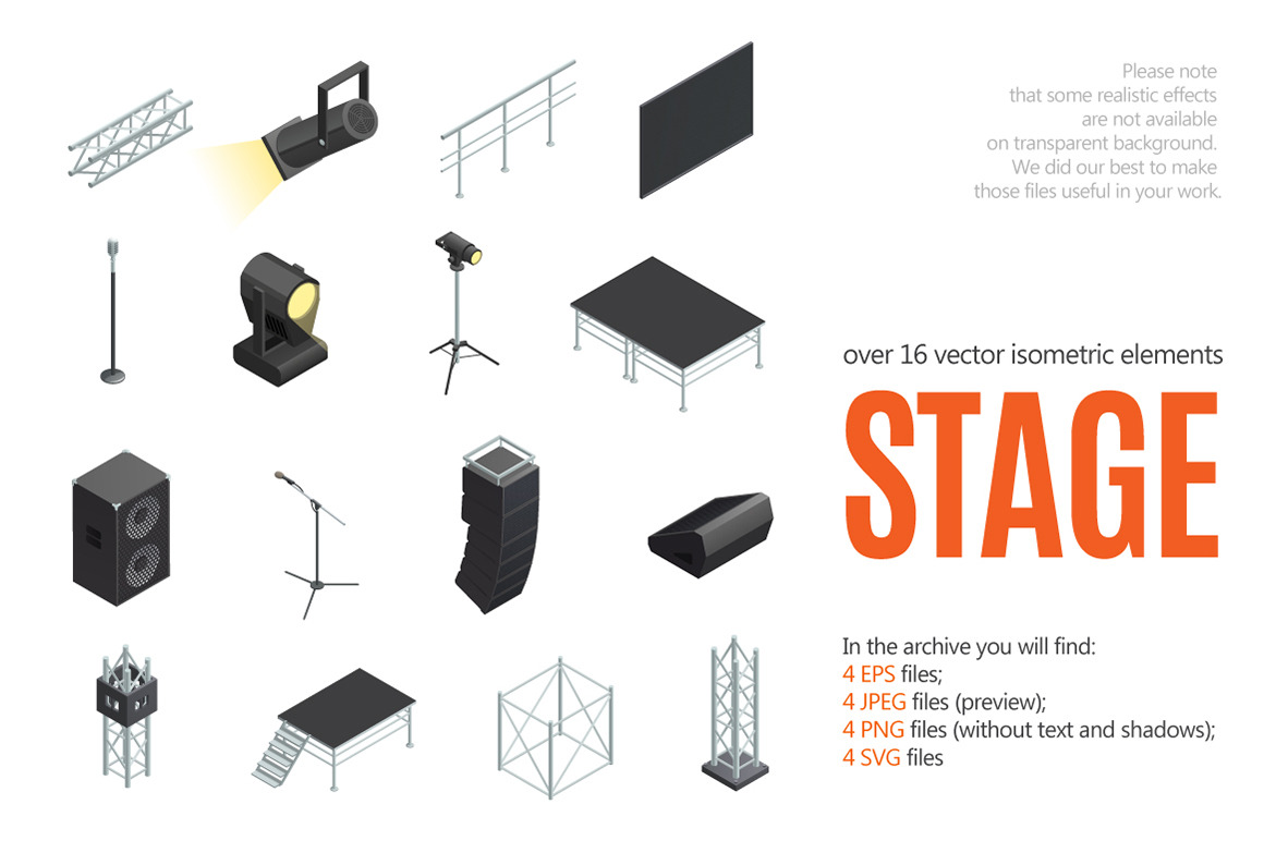 Stage Isometric Set, a Decorative Illustration by Macrovector