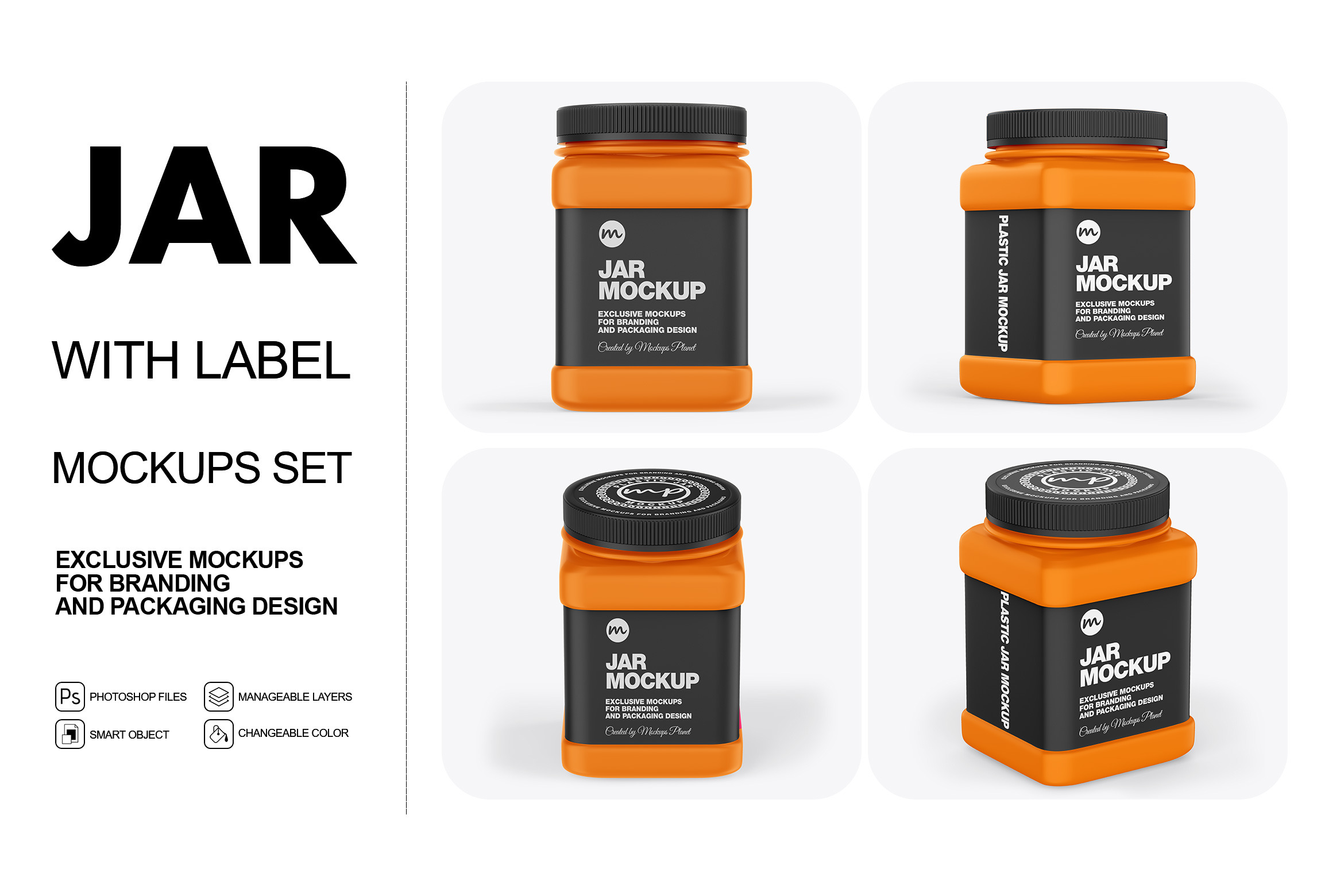 Matte Plastic Jar w/ Label Mockups