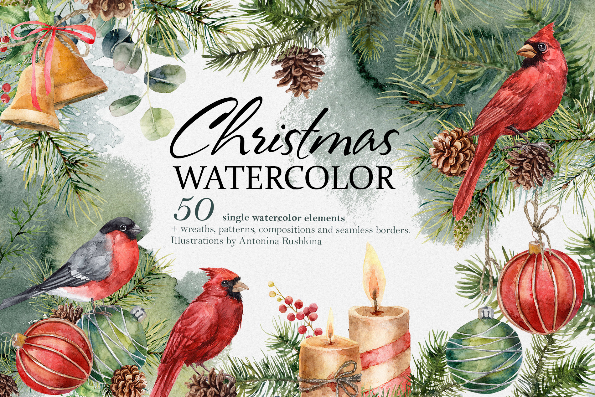 Christmas watercolor clipart