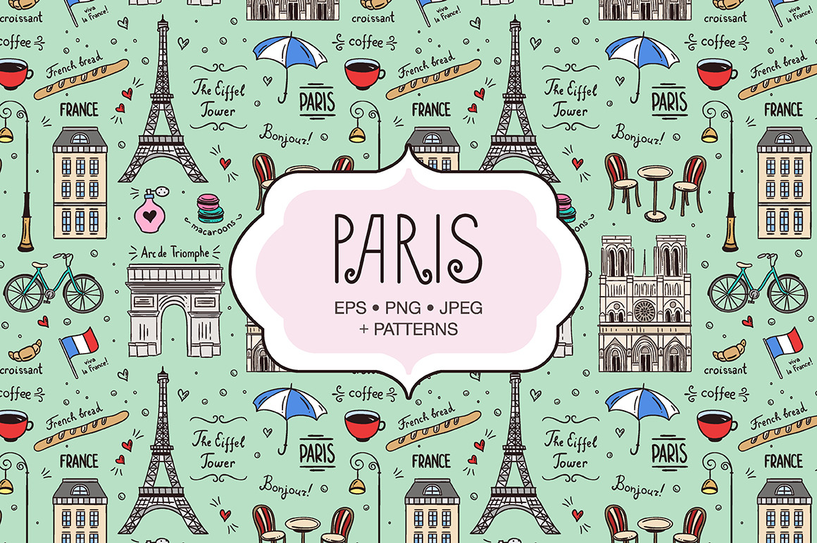 Paris Illustrations & Patterns, an Illustration by Redchocolate