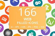 166 Web Filled Round Icons, an Outline Icon by IconBunny