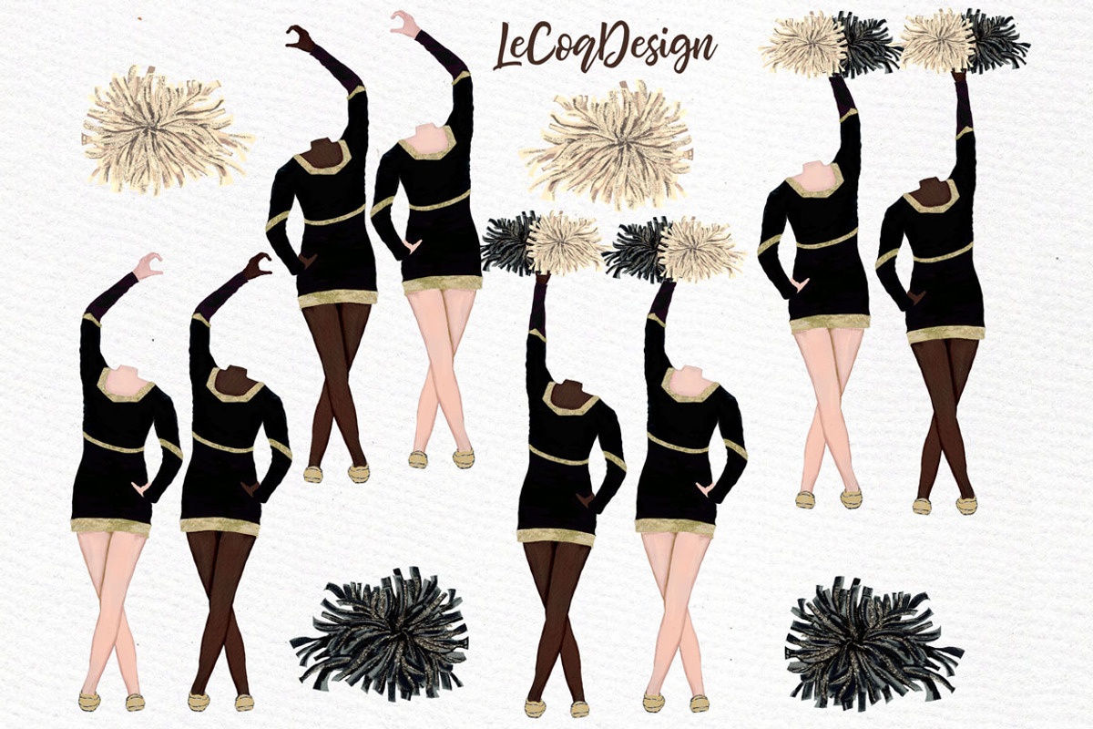 Cheerleaders Clipart Sport Girls, an Education Illustration by LeCoqDesign