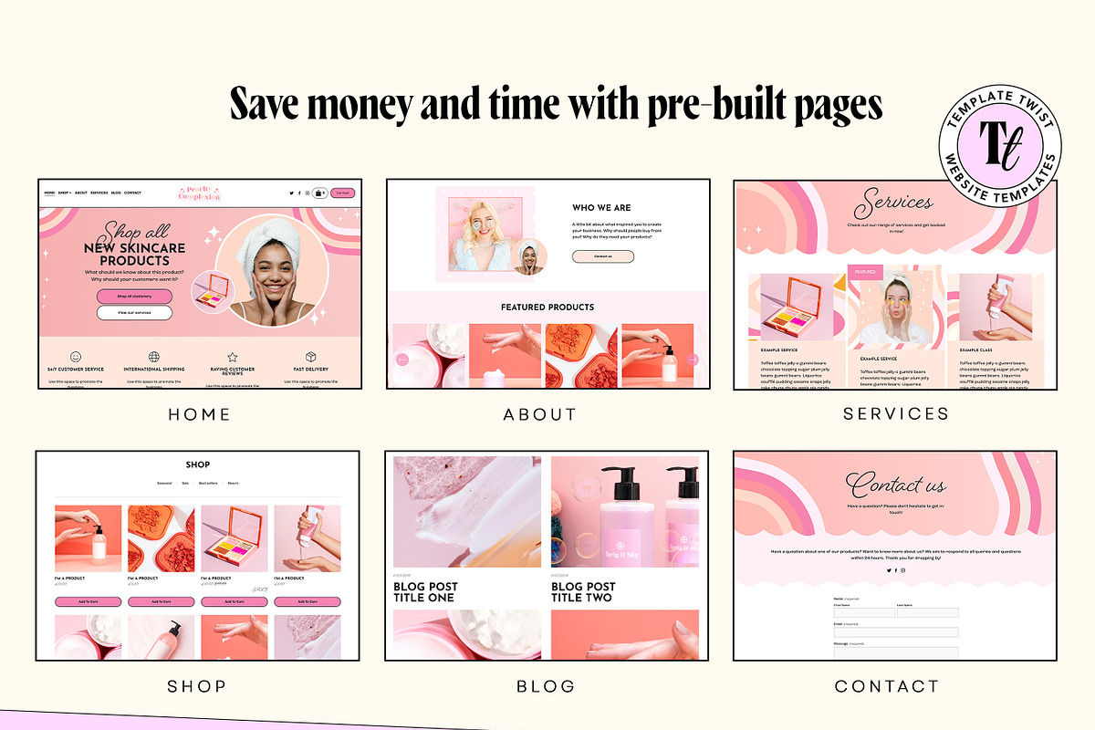 Peach Pink Squarespace Template