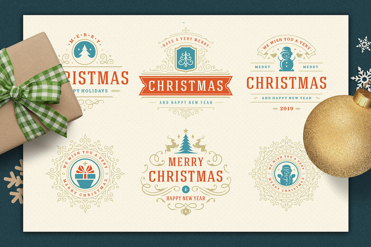 Christmas Retro Design Bundle, a Poster Template by Vasya Kobelev ...