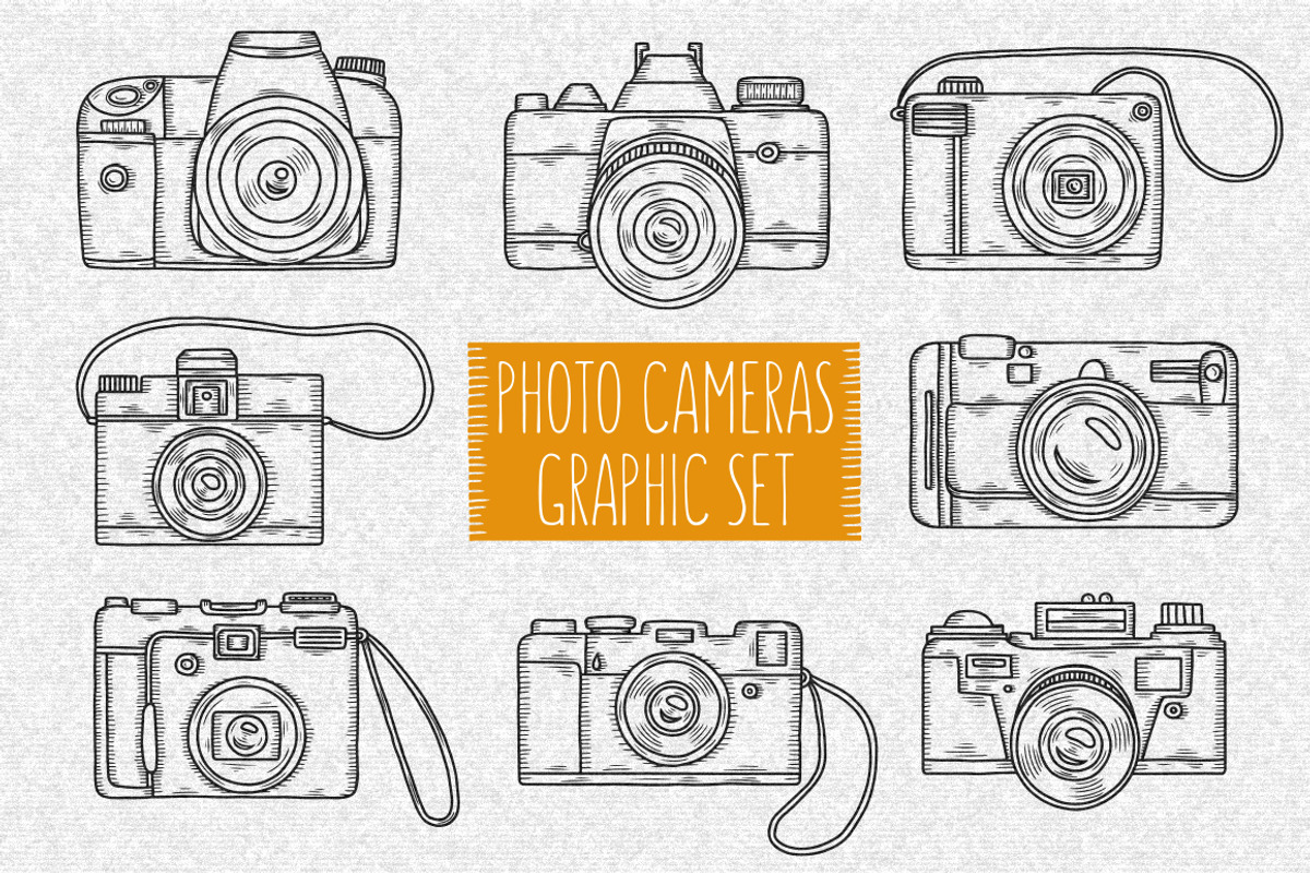 Photo Cameras Graphic Set, an Illustration by Chelovector