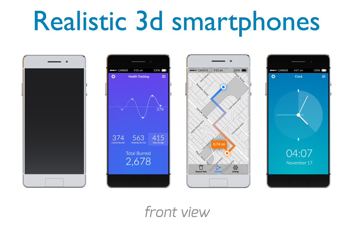 Realistic 3d smartphones, a Graphic by Macrovector | Creative Market