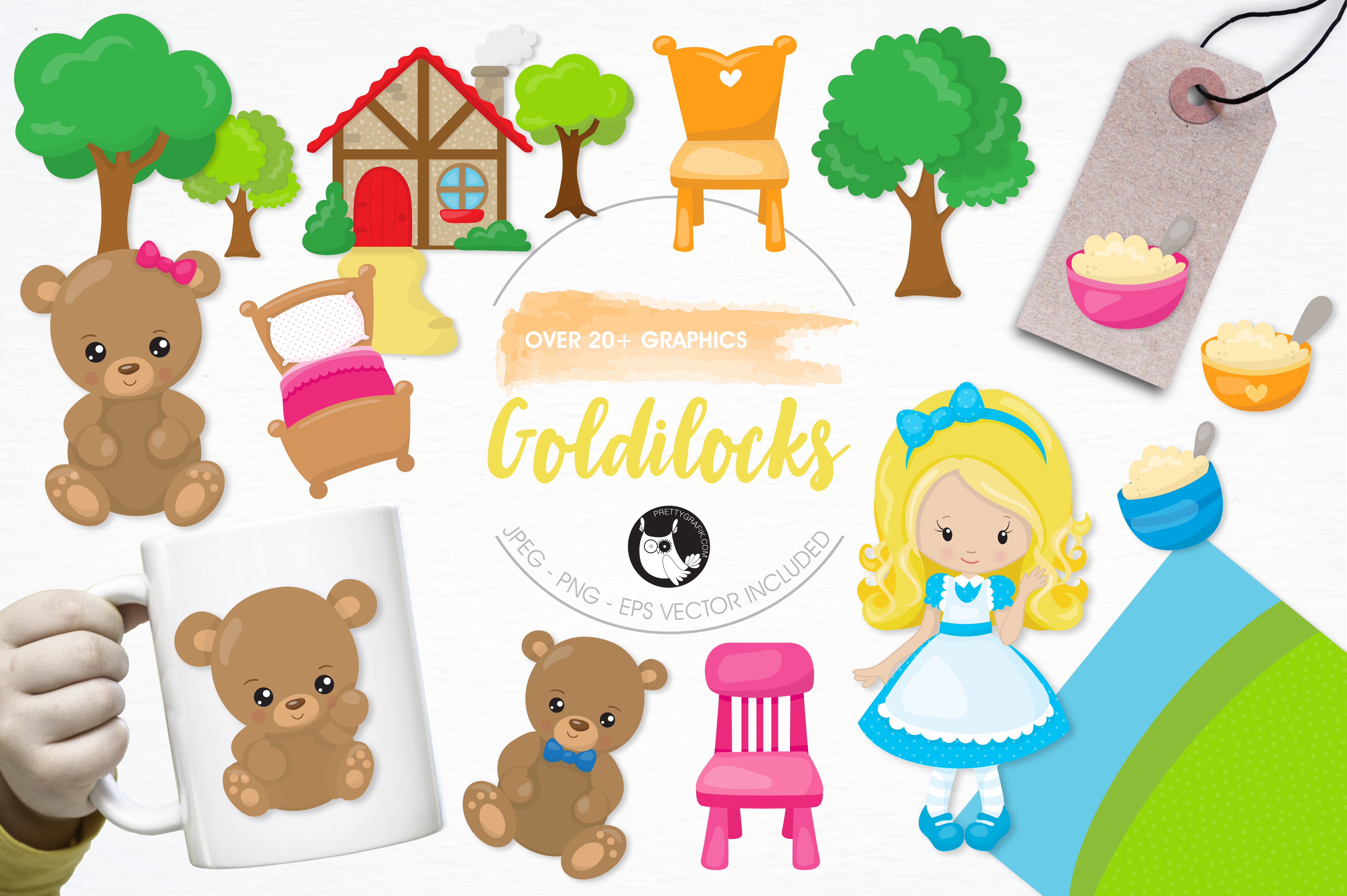 Goldilocks illustration pack, an Illustration by PrettyBundles
