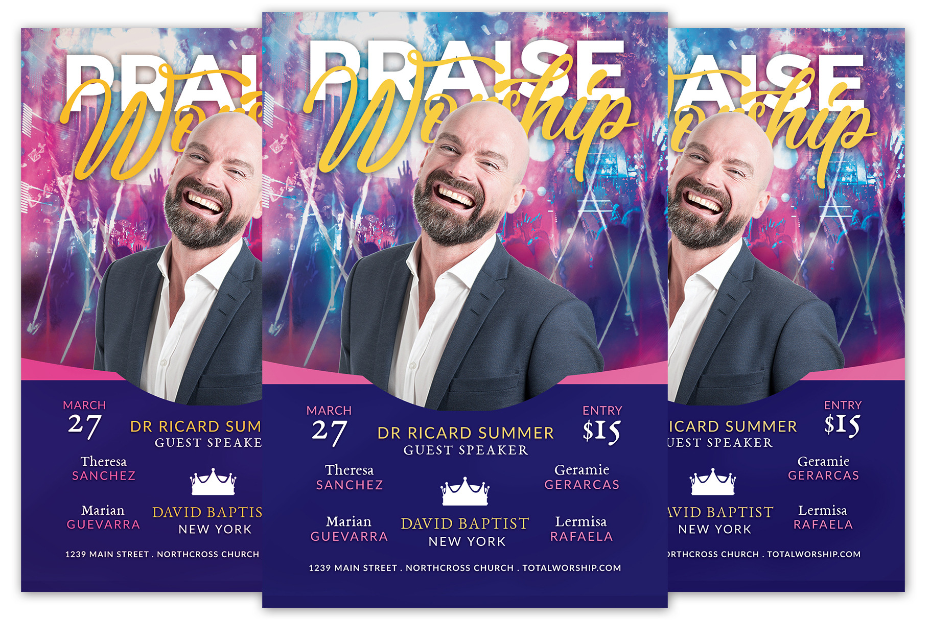Praise Worship Church Event Flyer, a Flyer Template by KiraYamato ...