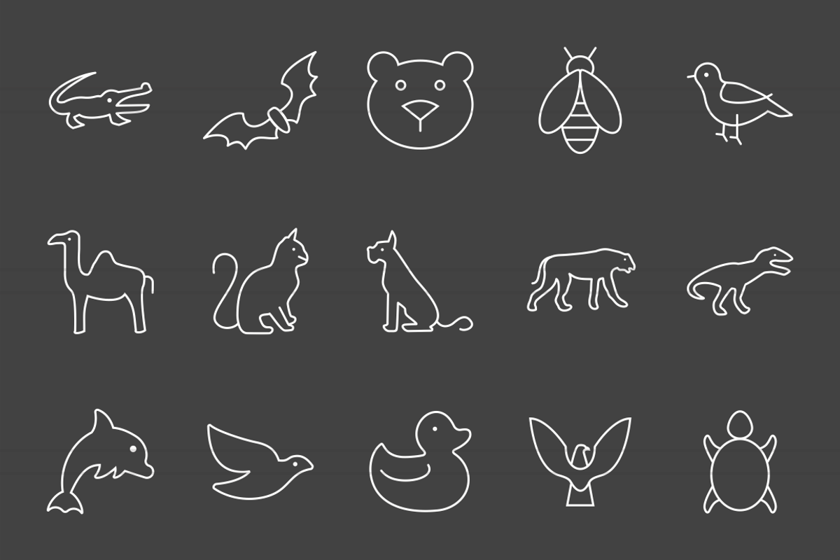 60 Animals & Insects Line Inverted, an Outline Icon by IconBunny