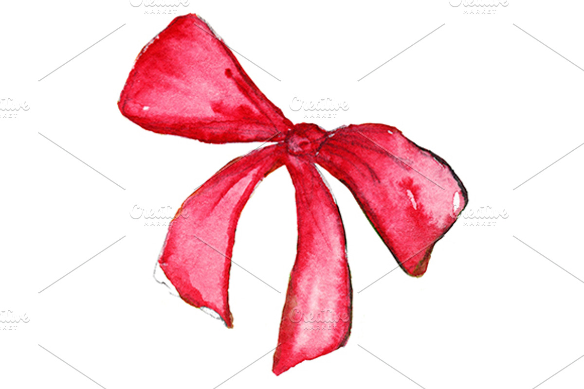 Watercolor red scarlet bow isolated, a Decorative Illustration by Art ...