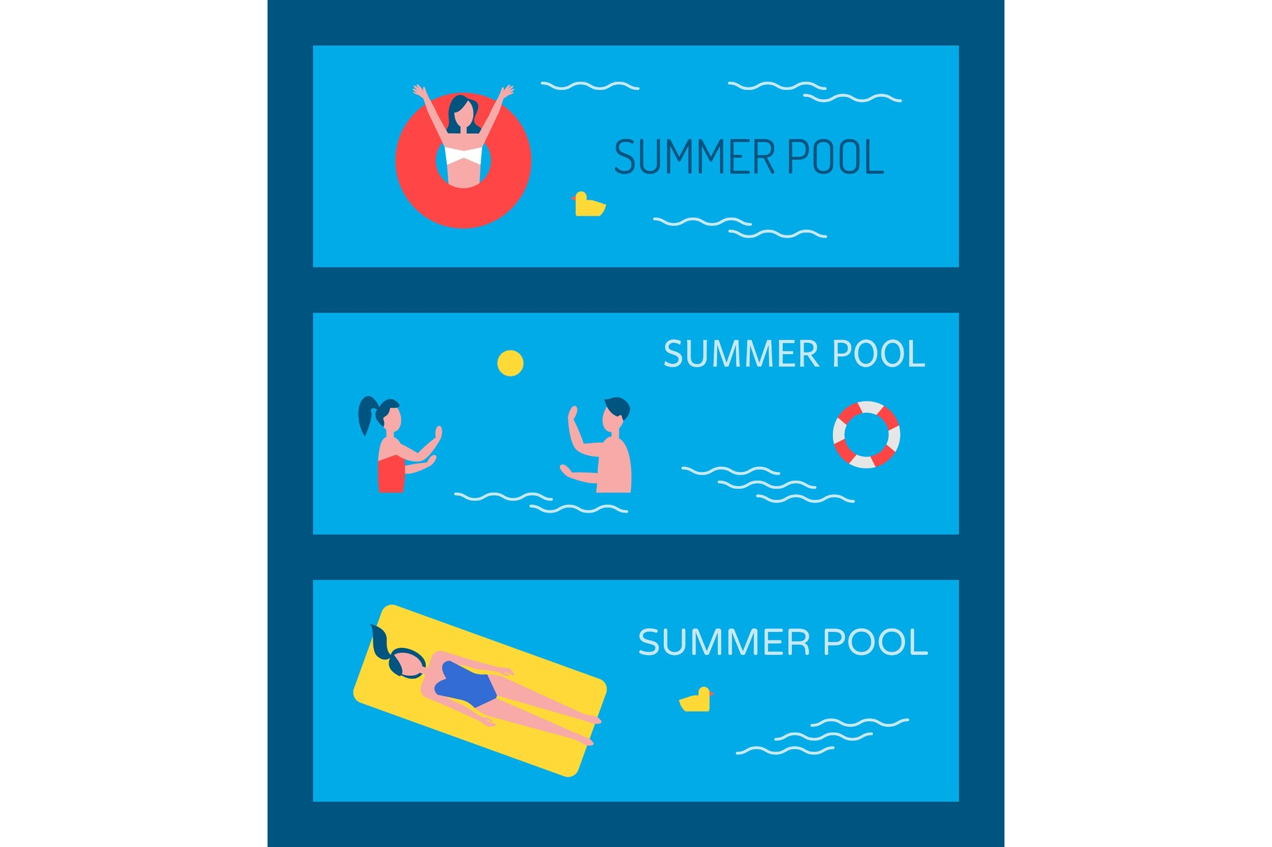 Summer Pool Poster Text Set Vector | People Illustrations ~ Creative Market
