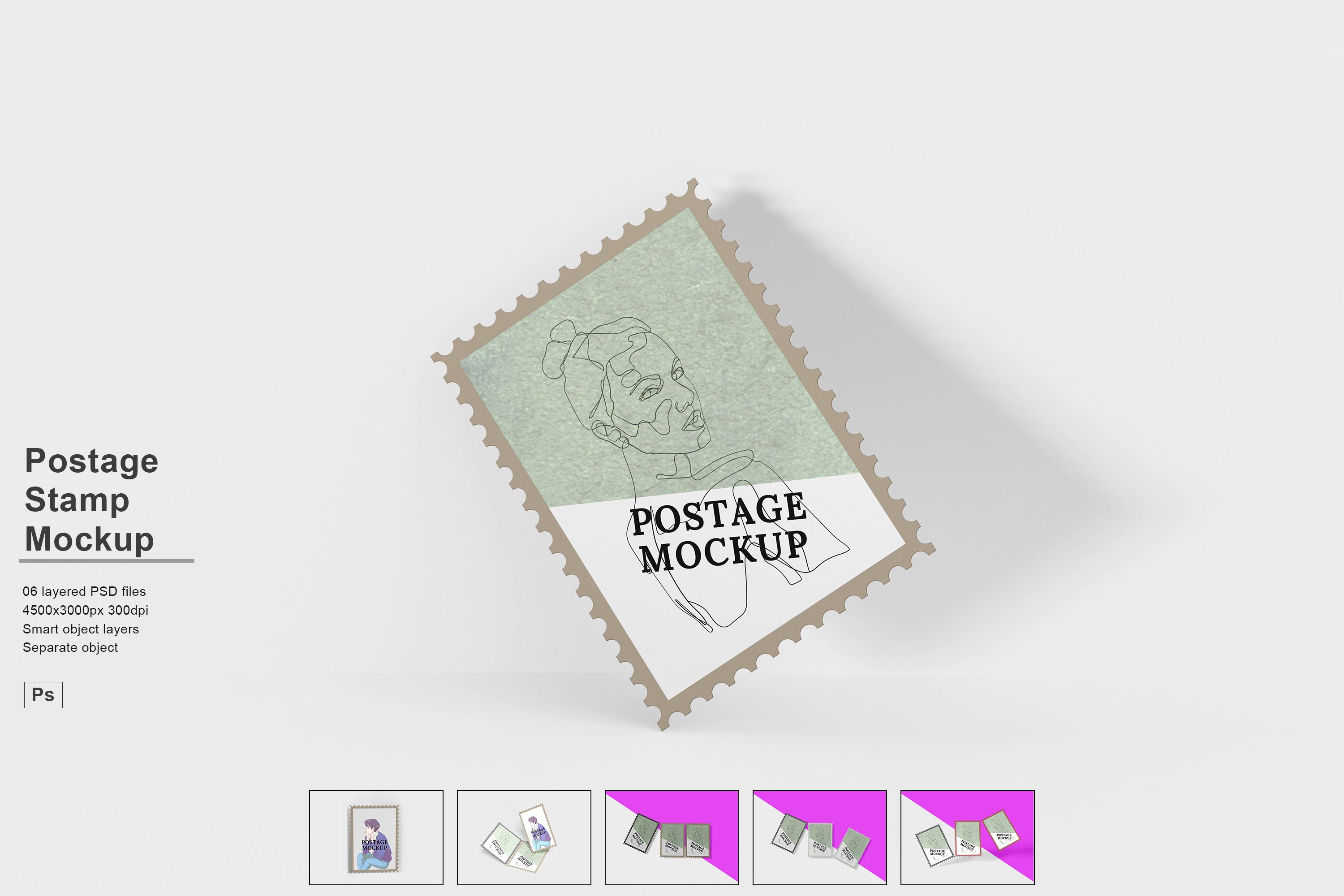 Postage Stamp Mockup, a Stationery Template by safrizalstudio