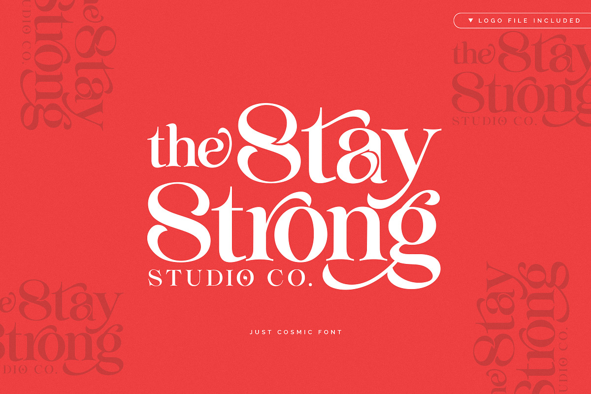 Just Cosmic Font + Premade Logos
