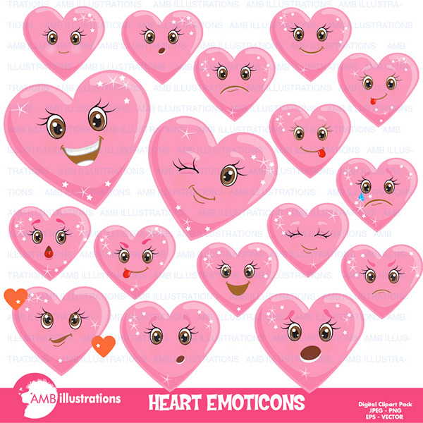 Heart Clipart Emoticons AMB-1172, an Illustration by AMBillustrations