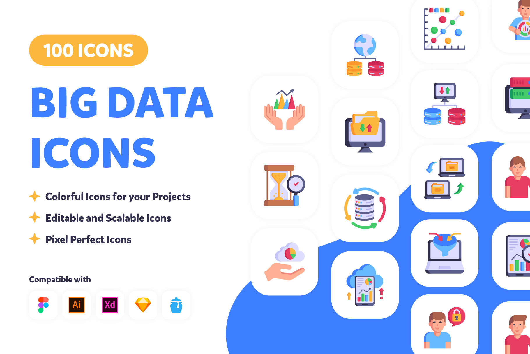 100 BIG Data Icons | Creative Market