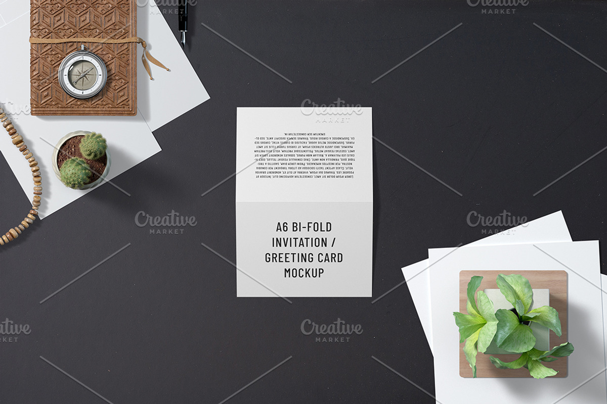A6 Bi-Fold Invitation Mockup Set, a Merchandise Mockup by professorinc