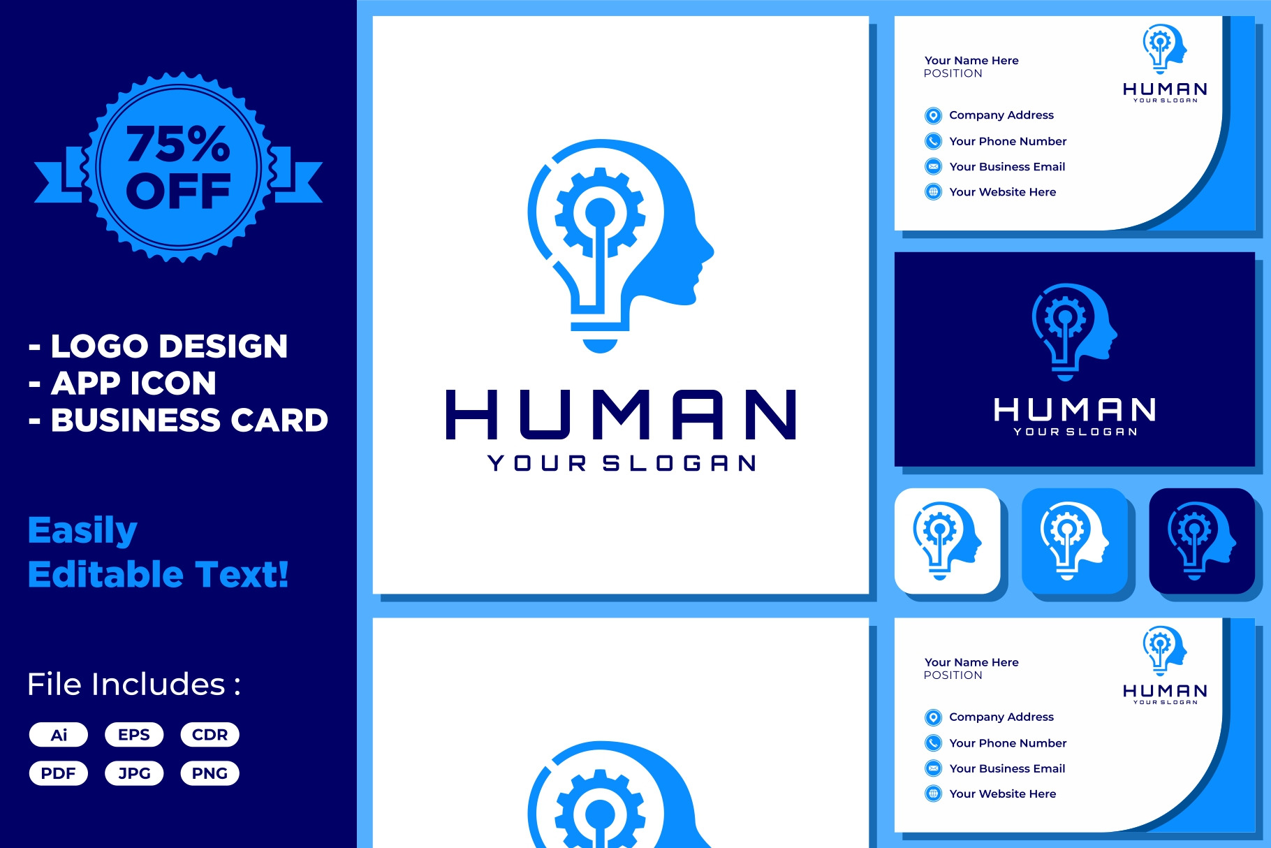 Head Human Gear Light Bulb Mind Logo, a Branding & Logo Template by ...