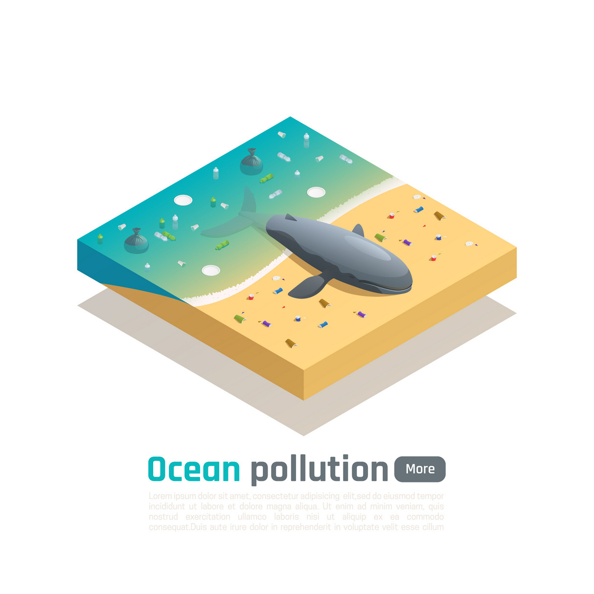 Ocean pollution isometric, a Decorative Illustration by Macrovector