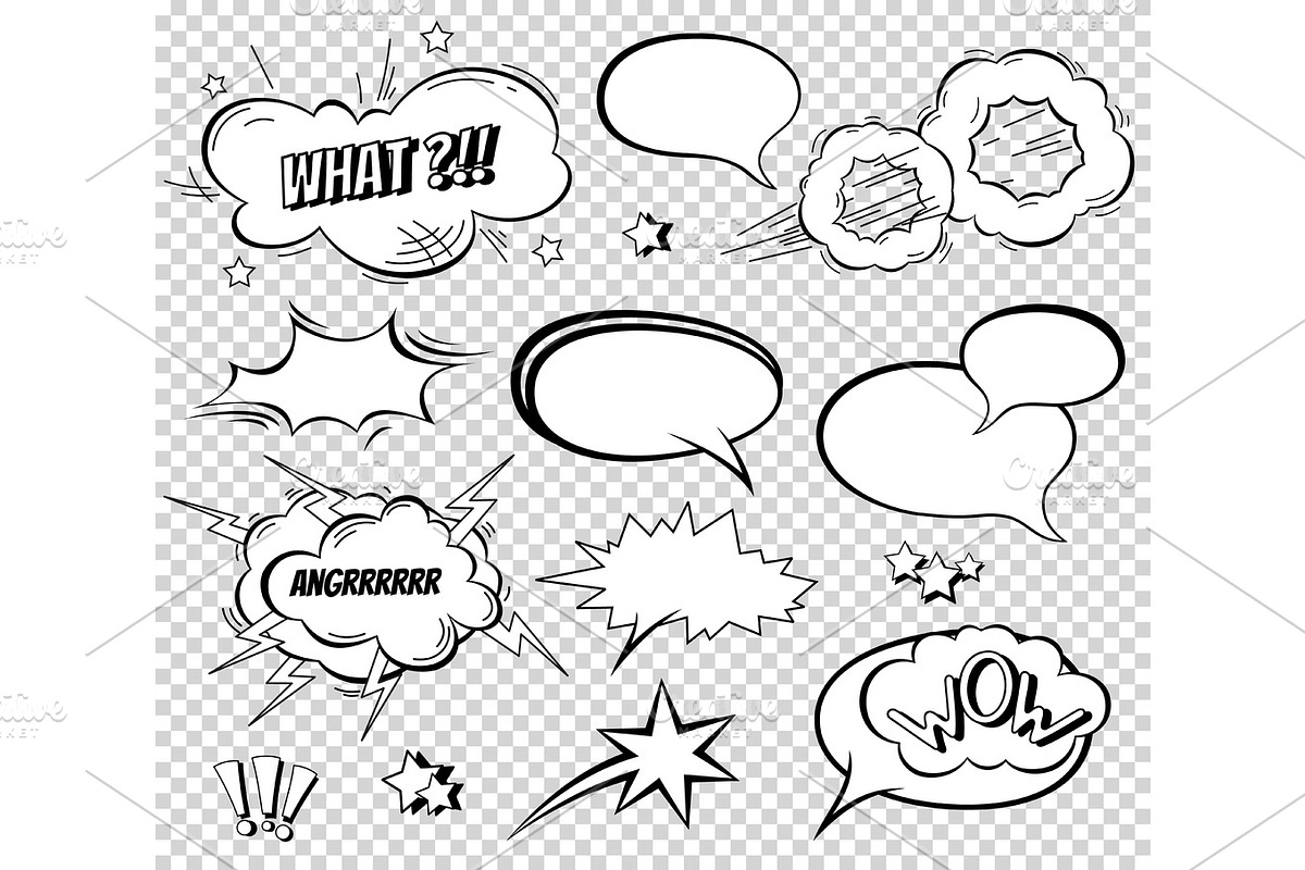 Sound effect set design for comic book. Comic Book Bang cloud, pow ...