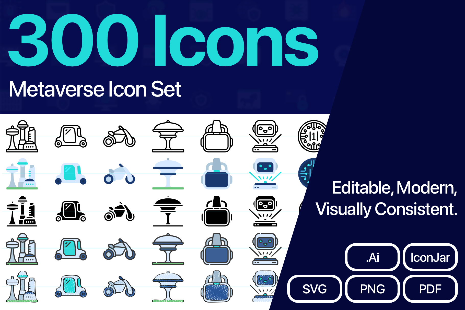 300 Metaverse Vector Icons, an Outline Icon by Juicy Icons | Creative ...