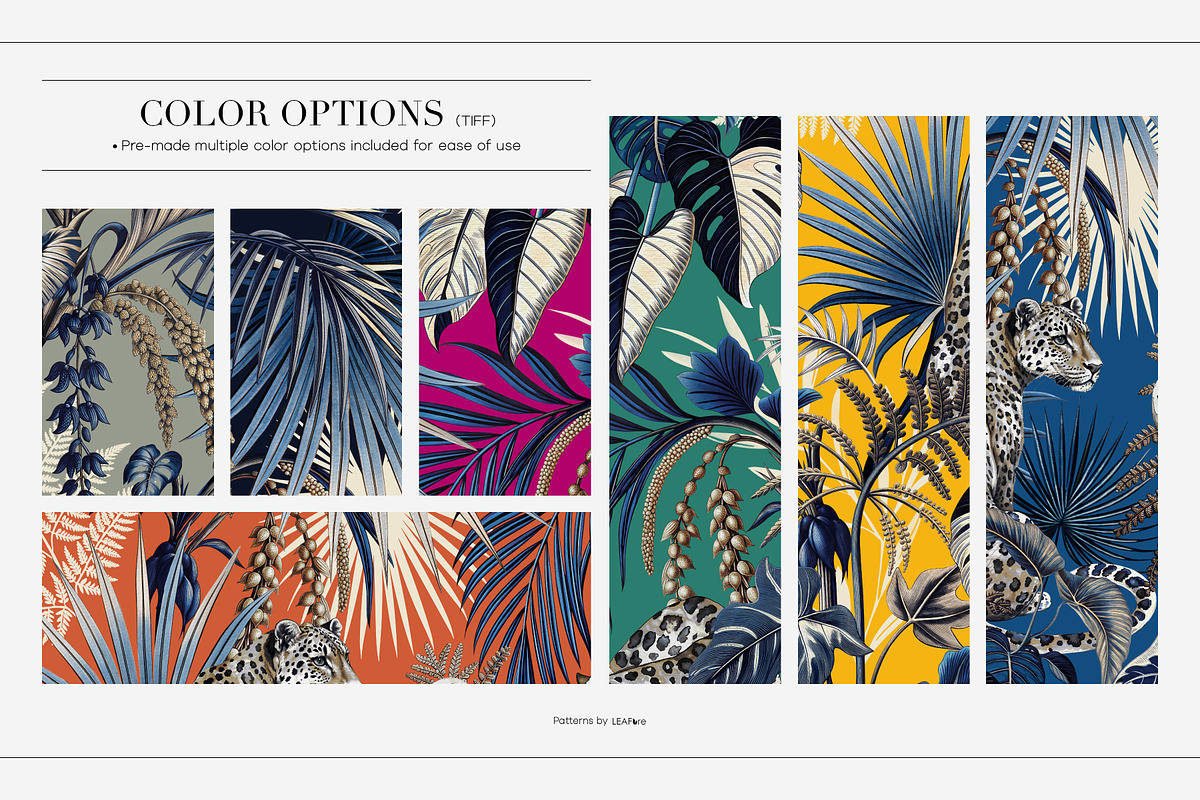 Indigo Jungle | Tropical Patterns, a Pattern Graphic by LEAFure