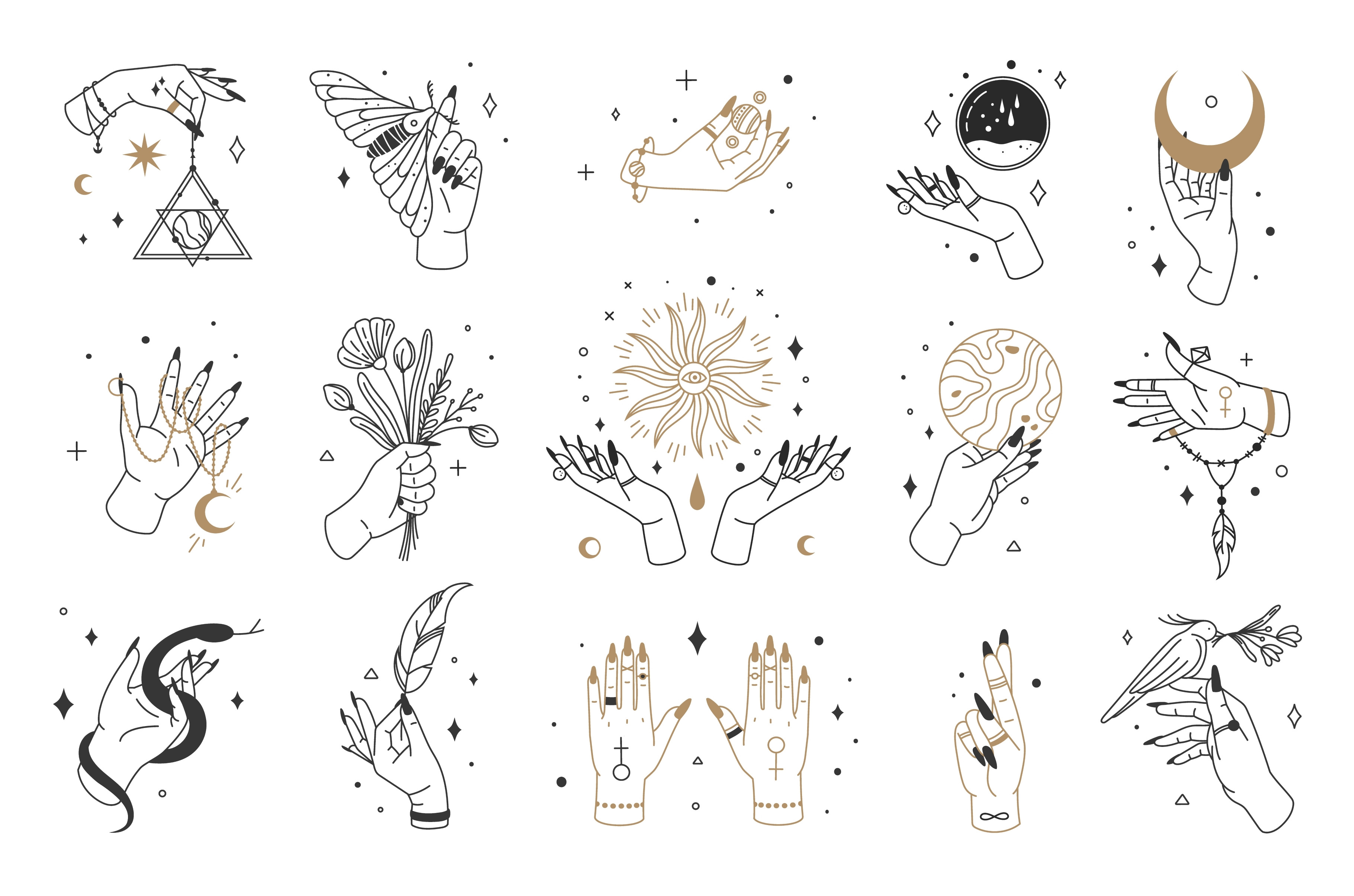 Mystic witch hands, female hand logo, an Object Graphic by Frogella