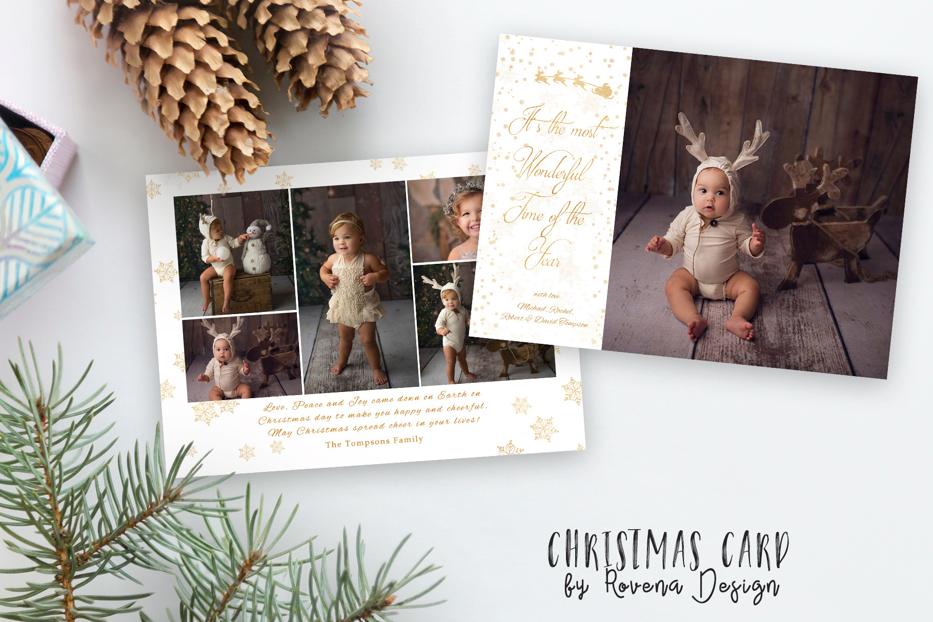 Christmas Card Template, a Card Template by Rovena Design | Creative Market