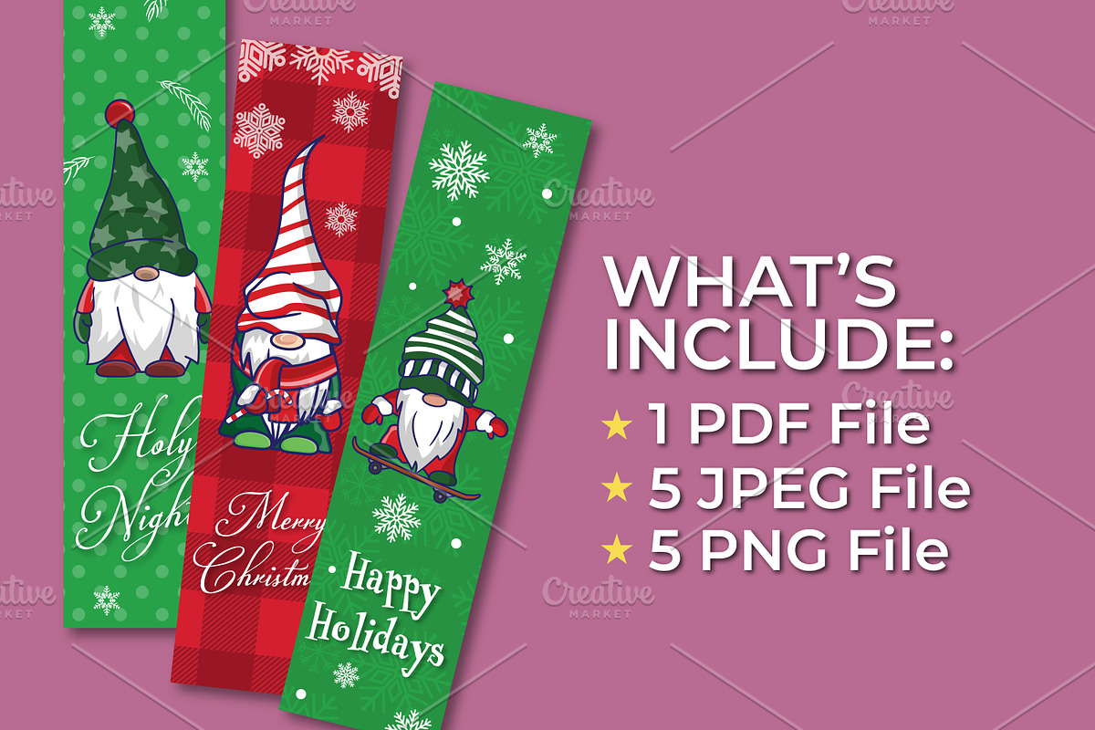 Christmas Gnome Printable Bookmark, a Stationery Template by Guavanaboy