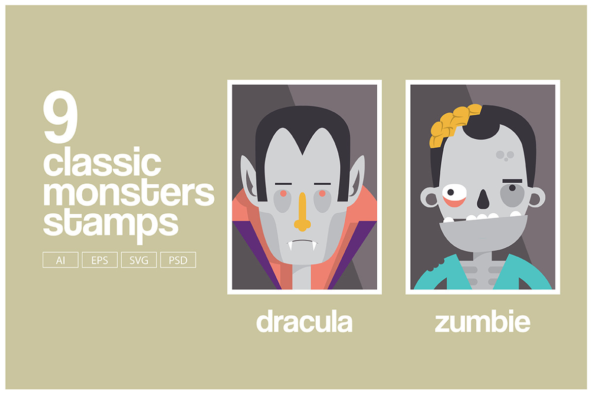 Classic Monsters Stamp, a Graphic by paulopivato