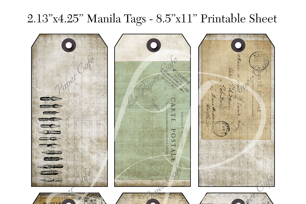 Vintage Office Printable Tags, an Object Graphic by Le Paper Cafe