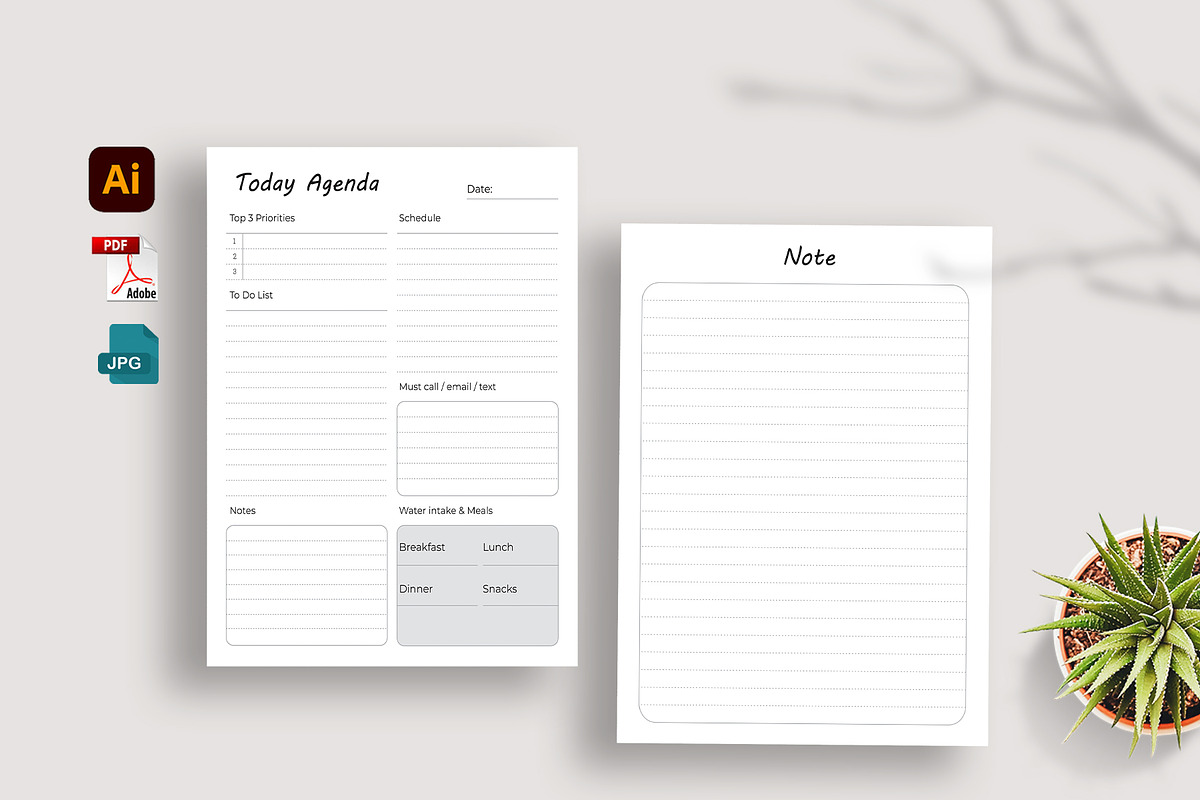 Editable Daily Agenda Planner KDP, a Stationery Template by Mazharul Islam