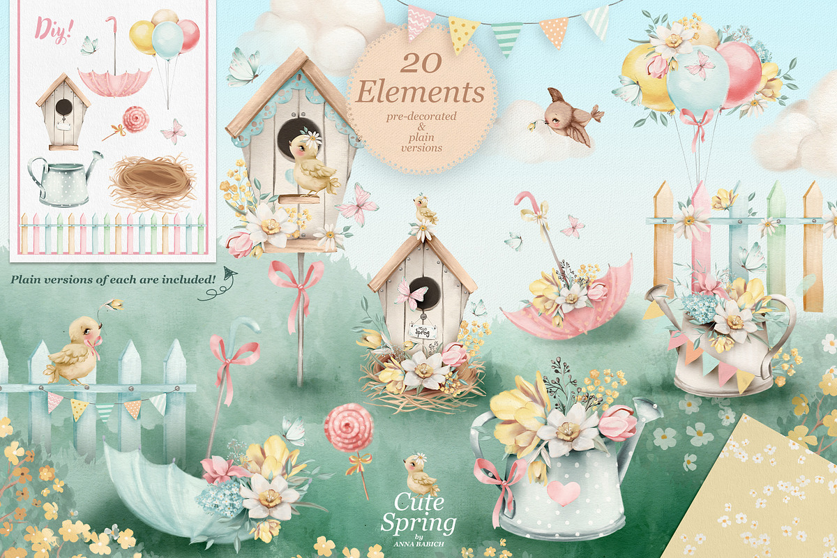 Cute Spring - Spring Themed Clipart | Creative Market