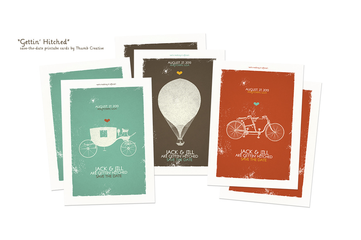 Gettin' Hitched Printable Cards, an Invitation Template by Thumb Creative